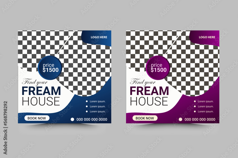 Vector real estate social media or square template design. Stock Vector ...