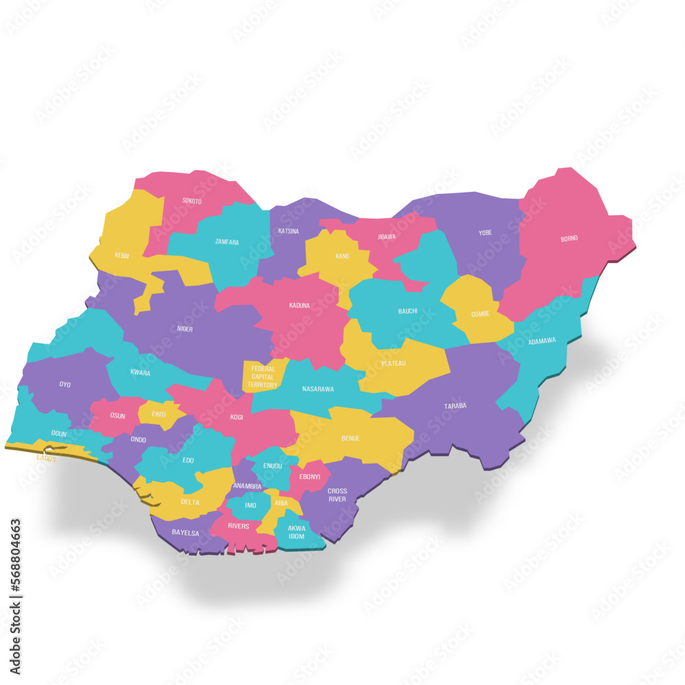 Nigeria political map of administrative divisions - states and federal ...