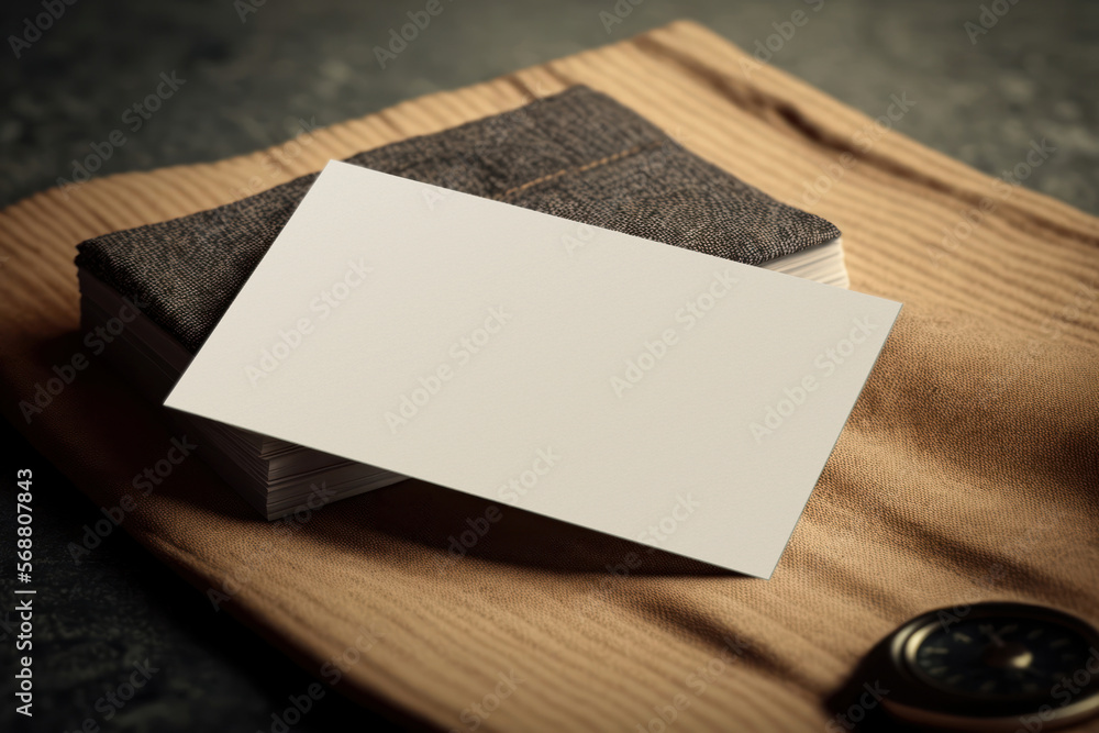 Mockup of a business card lying on a fabric in dark colors. AI ...