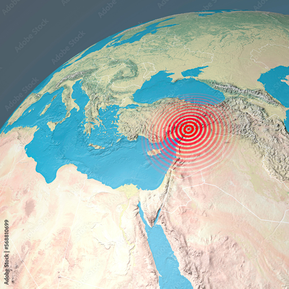 Earthquake Map In Turkey And Syria Shake Elements Of This Image Are