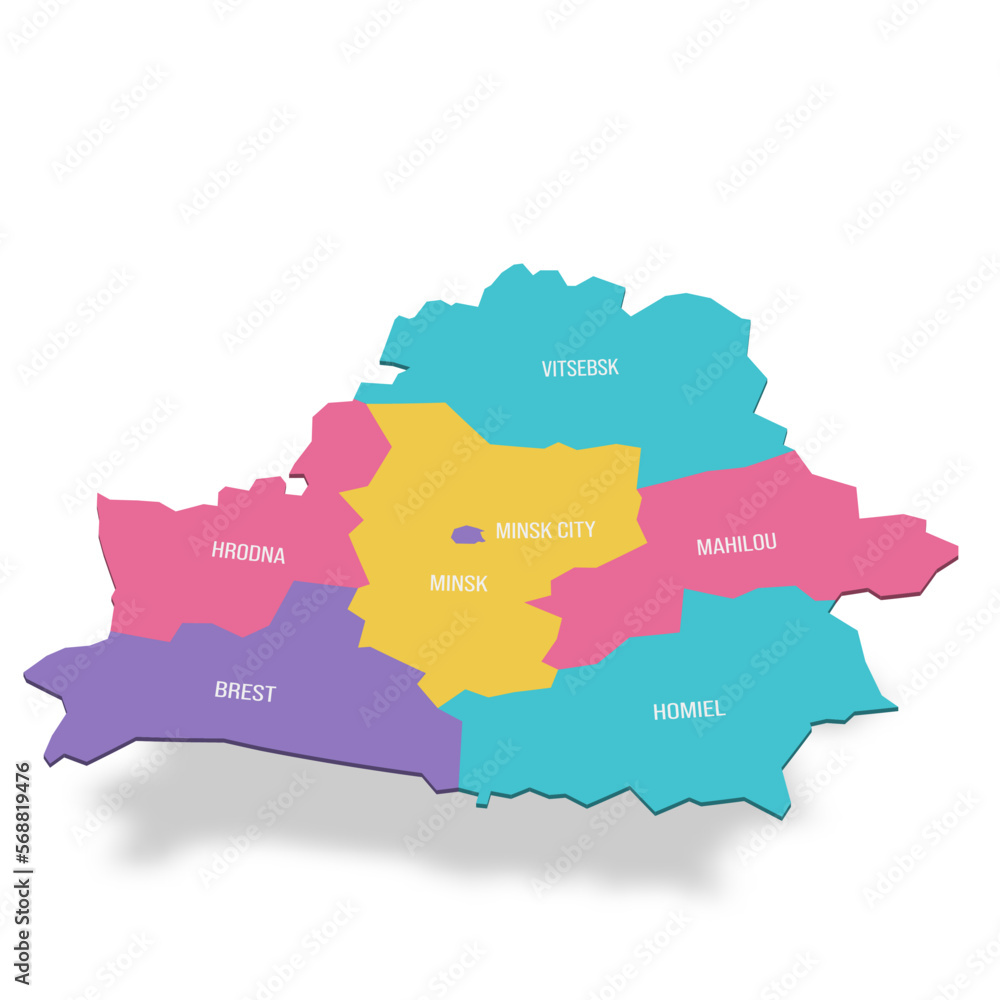 Belarus political map of administrative divisions - regions and one ...