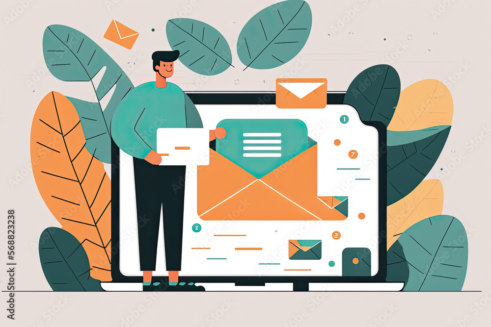 Person holding a letter next to a display, leaves, Email newsletter and ...