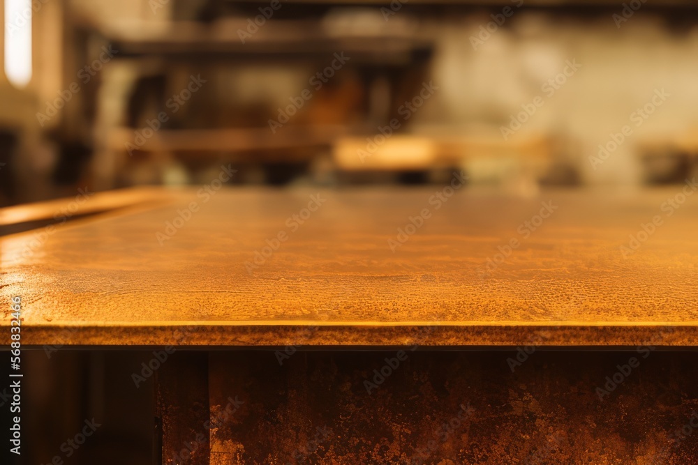 High-Resolution Mock-Up Image of an Empty Wooden Workbench Table on a ...
