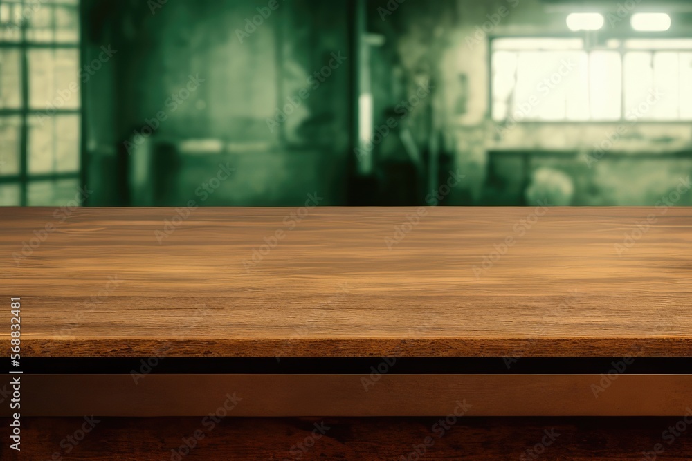 High-Resolution Mock-Up Image of an Empty Wooden Workbench Table on a ...