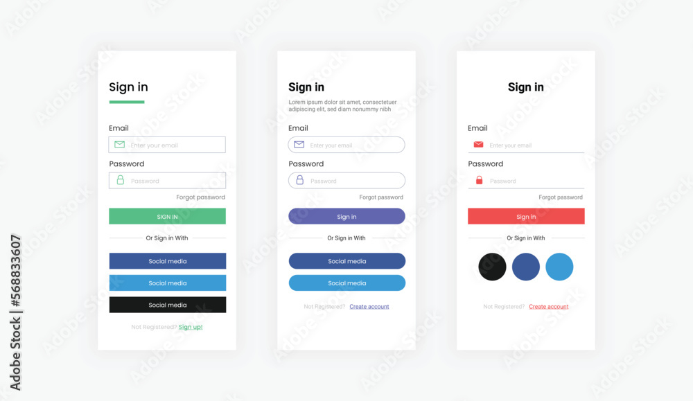 Sign in form. mobile app template Stock Vector | Adobe Stock
