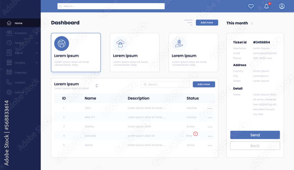 Dashboard ui kit vector illustration Stock Vector | Adobe Stock