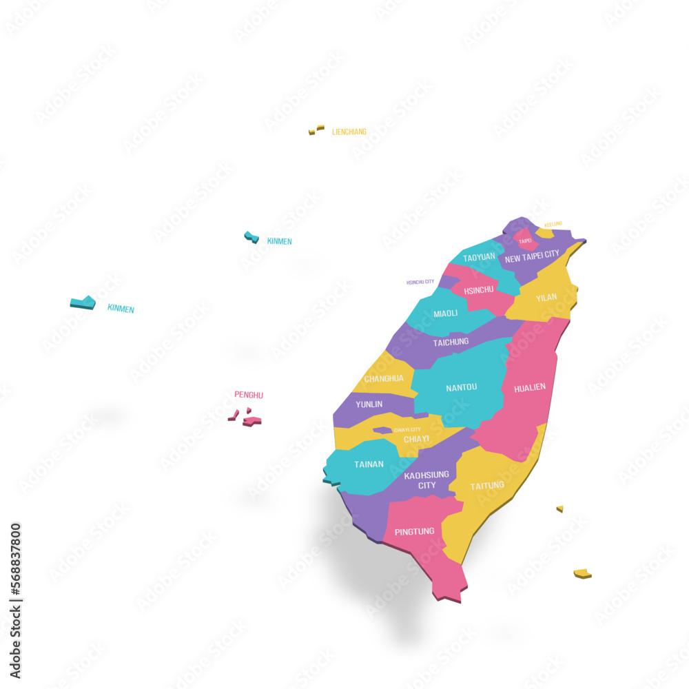 Taiwan political map of administrative divisions - provinces and ...