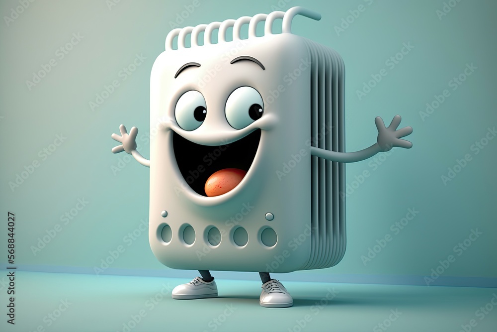 Cute 3D cartoon of radiator character. Generative AI Stock Illustration ...