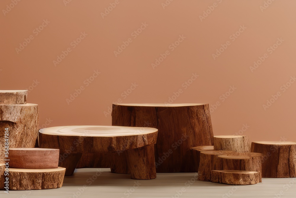 High-Resolution Mock-Up Image of Wooden Log Product Display Against a ...