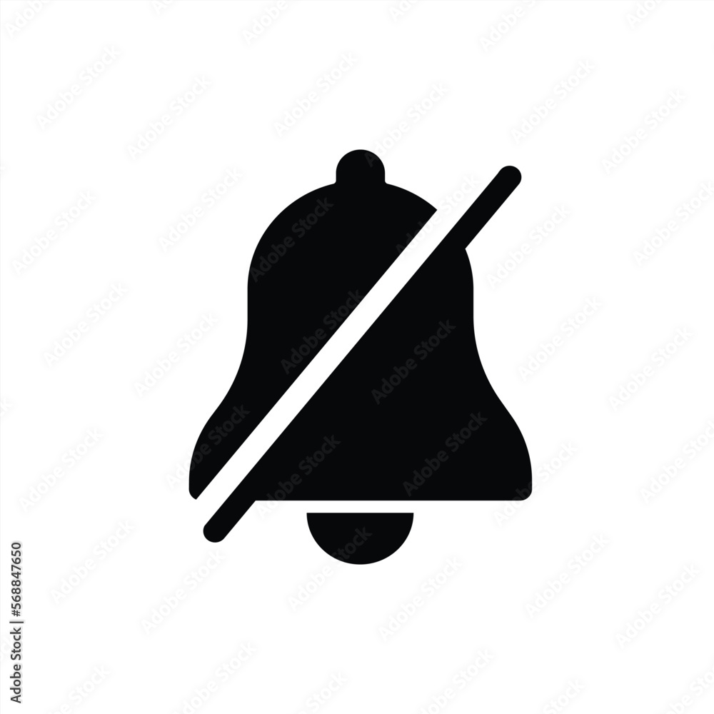 Silent notification bell icon or alarm sign and symbol with transparent ...