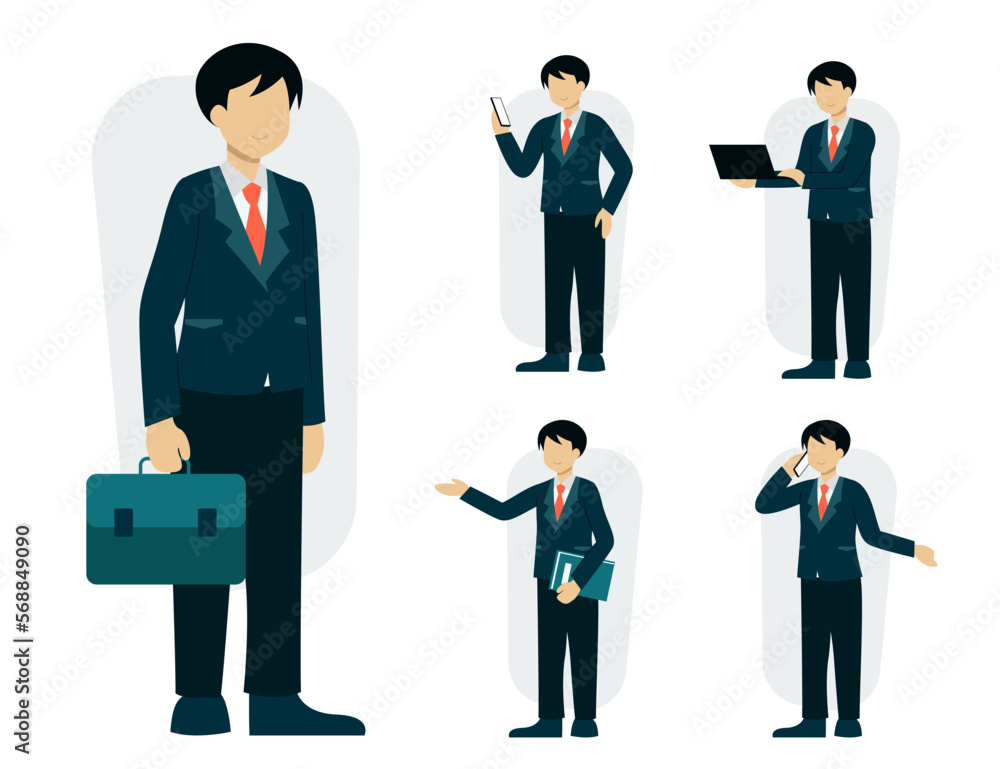 Set of working man in cartoon charactor vector illustration Stock ...