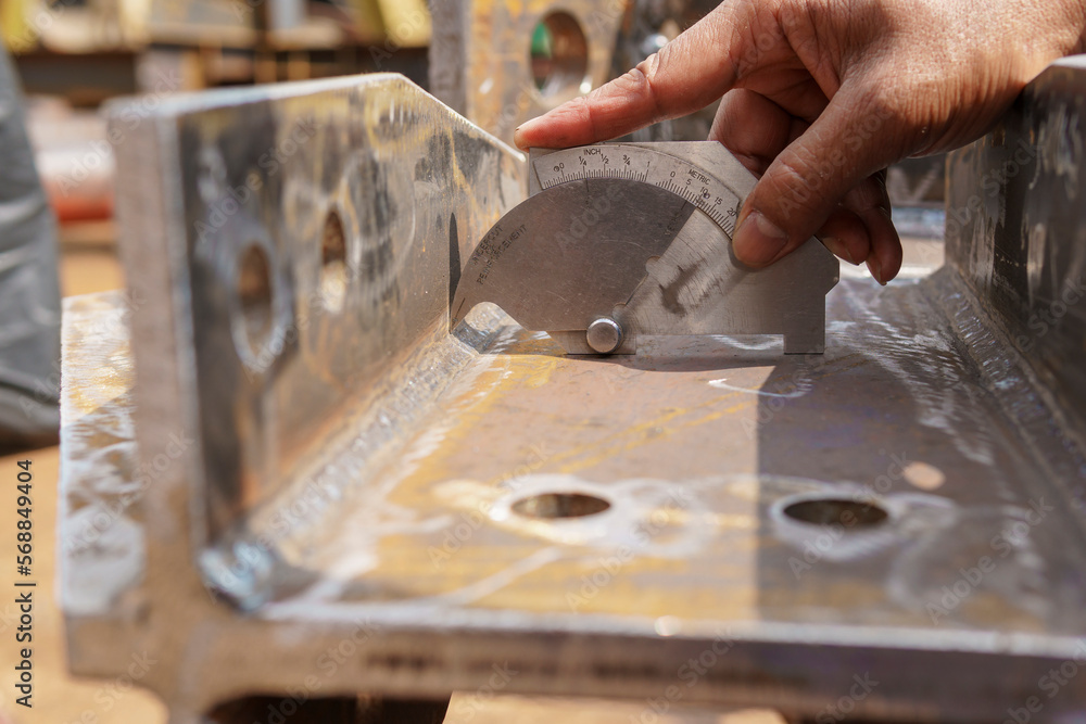 Measure the Fillet Weld Leg Length of the Welded with a Welding Gauge ...