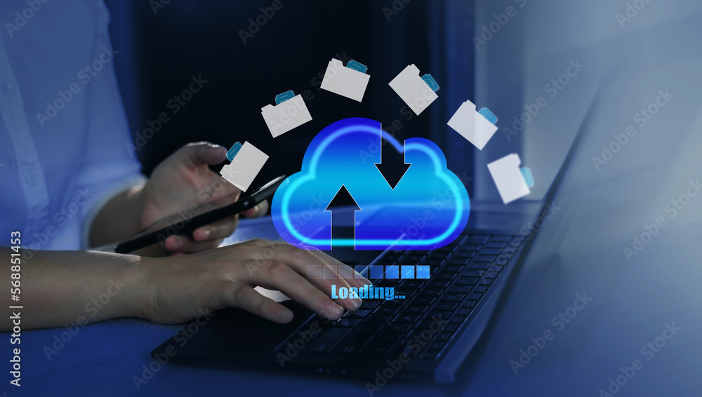 Foto Stock FTP(File Transfer Protocol) files receiver and computer backup copy. File sharing ...