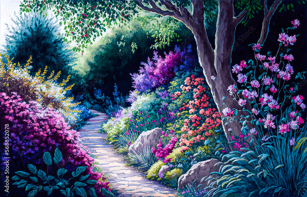 Watercolor English Garden Pathways