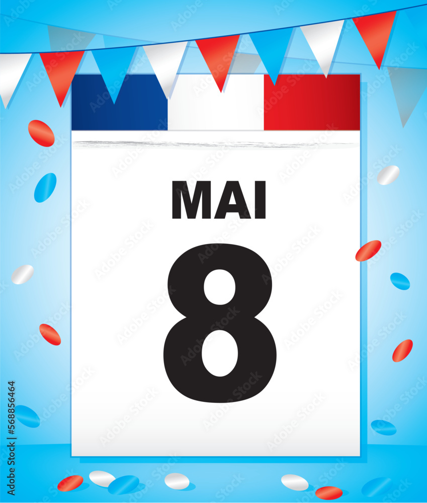 CALENDRIER MAI 8 FESTIF Stock Vector | Adobe Stock