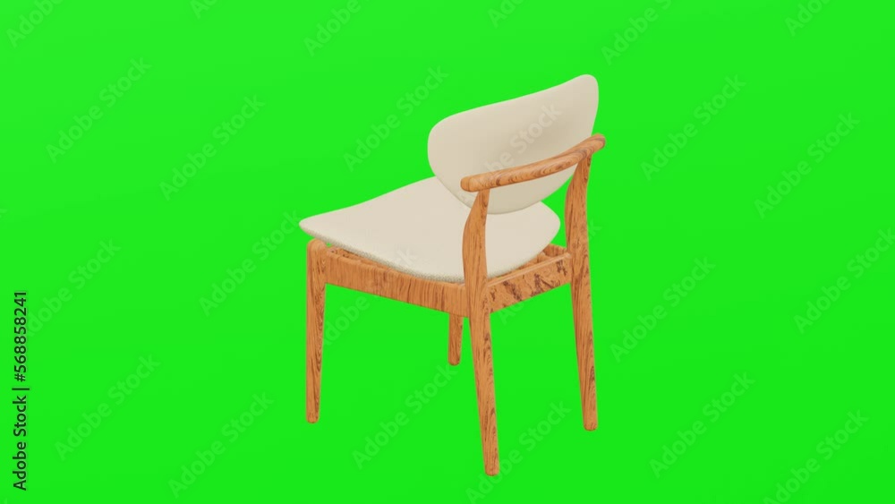 Vidéo Stock 3D wooden chair rotating on green screen or chroma key ...