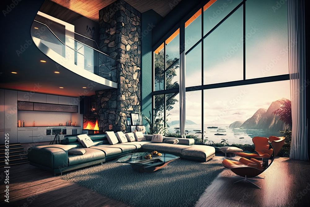Beautiful, contemporary, modern, interior design, luxury, mansion ...
