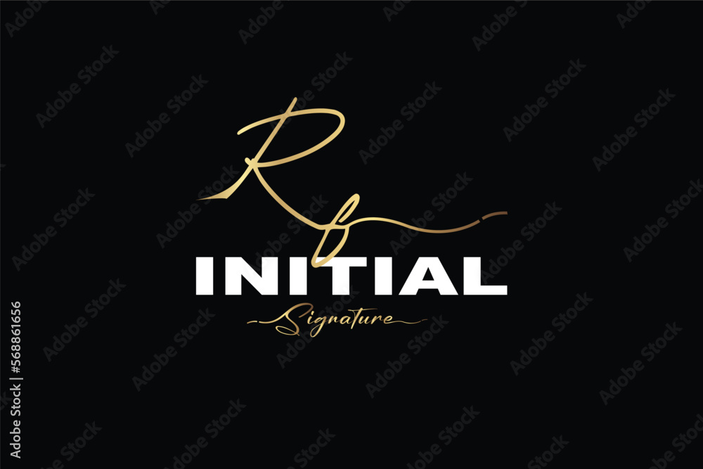 Initial R and F Logo Design in Elegant Gold Handwriting Style. RF ...