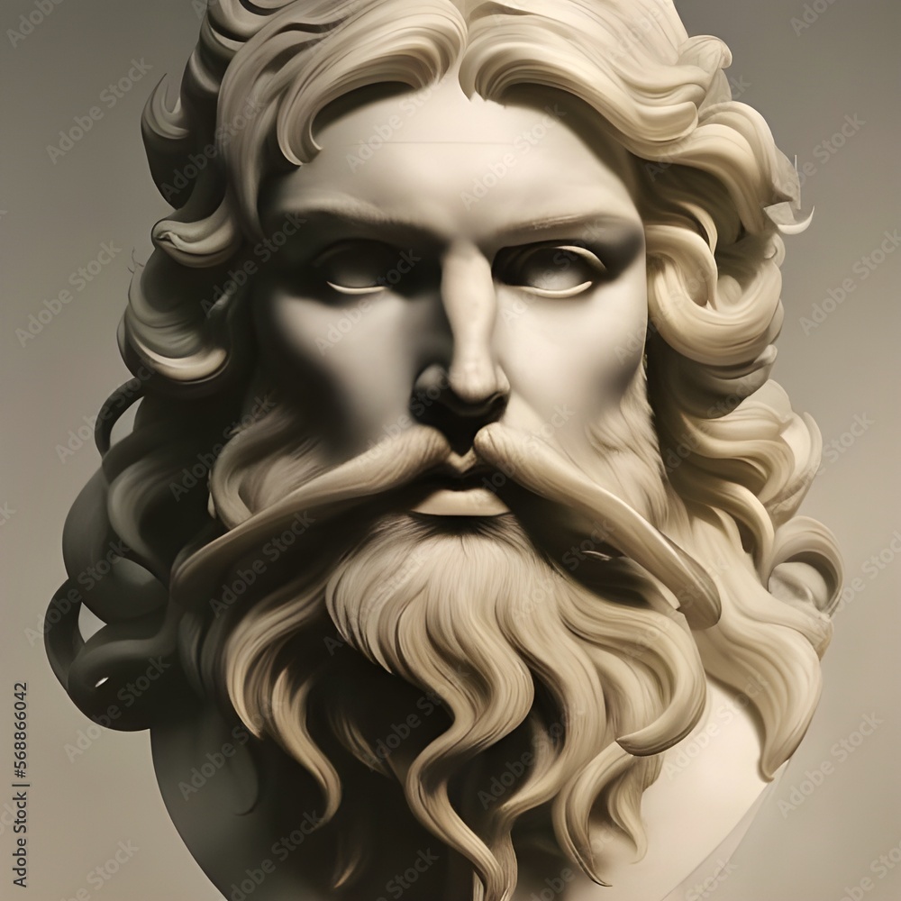 Generative AI image featuring a chiseled white marble statue bust of ...