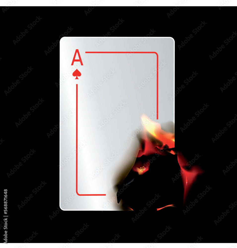 playing card, ace of flaming hearts Stock Vector | Adobe Stock