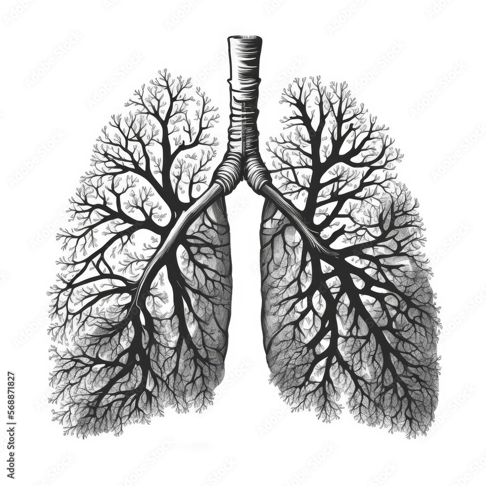Human health medical. Anatomical human lungs- sketch isolated on white ... Human health medical. Anatomical human lungs- sketch isolated on white ...