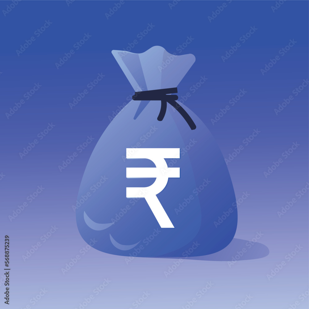 Money bag icon with Indian money symbol, moneybag cartoon illustration ...
