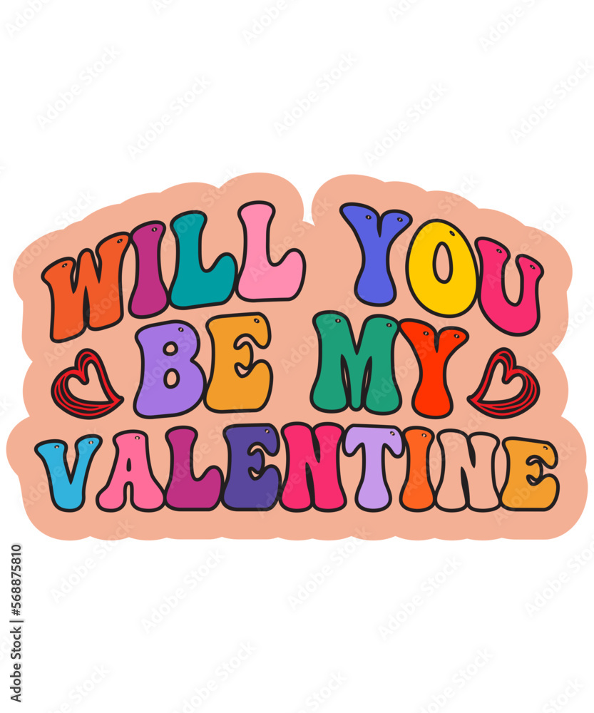 Retro Valentine's PNG Bundle, Retro Valentine Png, Groovy Valentines ...