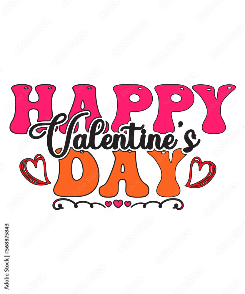 Vetor de Retro Valentine's PNG Bundle, Retro Valentine Png, Groovy ...