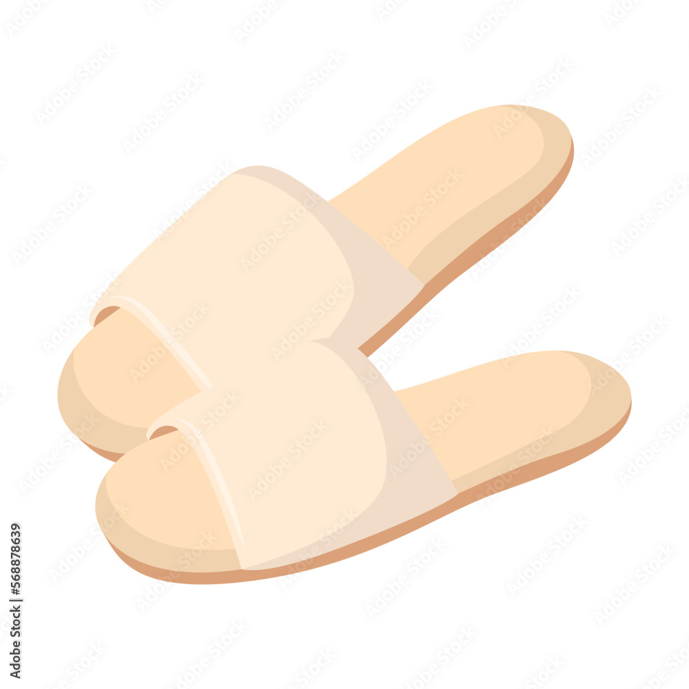 Pair of bath slippers vector illustration. Cartoon drawing of Russian sauna accessories isolated ...