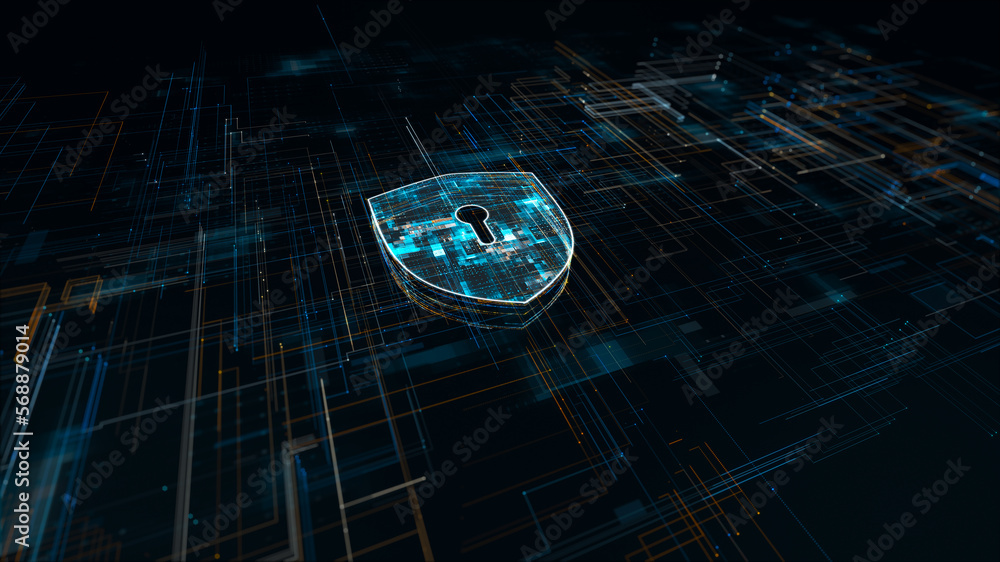 Dark blue particle Cloud logo network security concept and ...