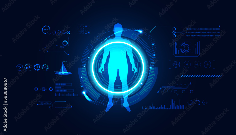 Abstract human science consist human digital hud interface digital ...