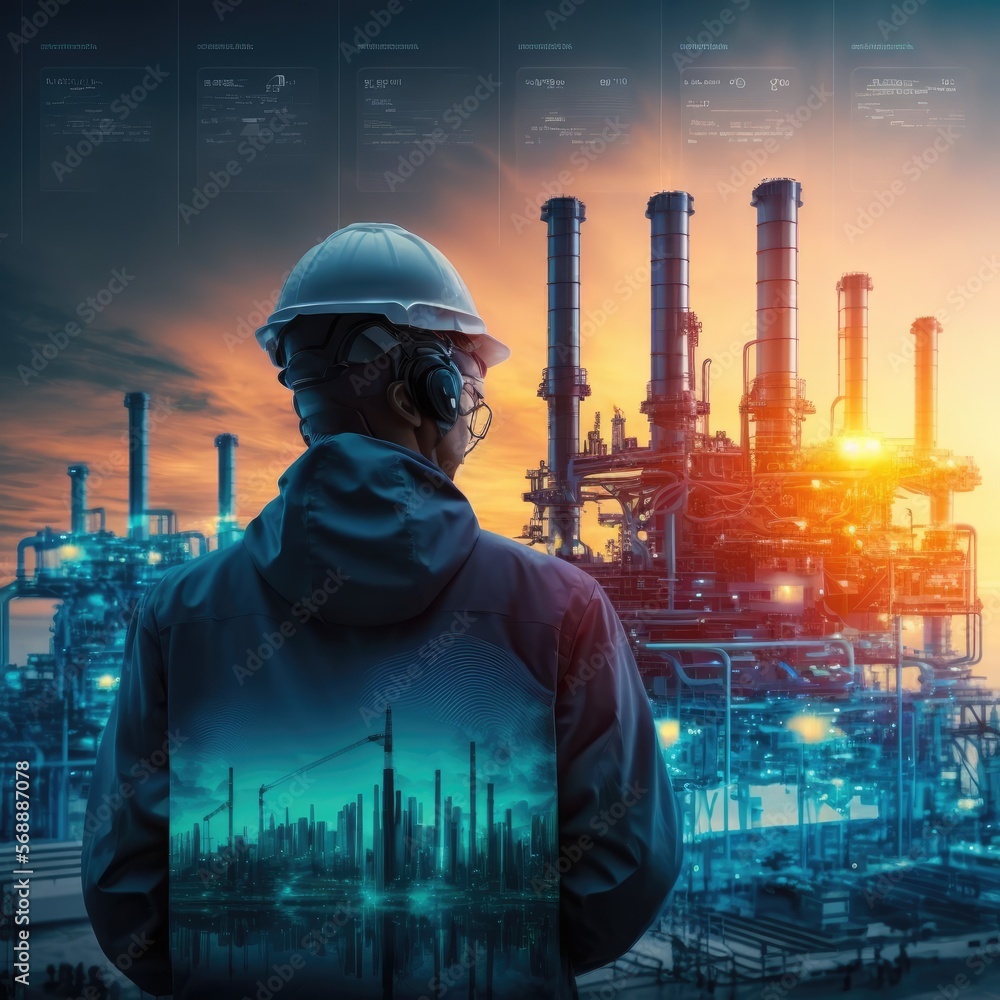 Asian engineer smart industry background, sustainable power saving ...