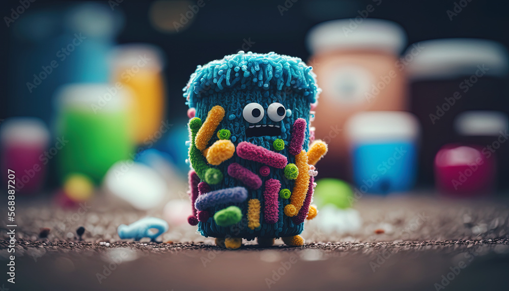 Abstract fun of Gut bacteria at a party. Generative AI, this image is ...