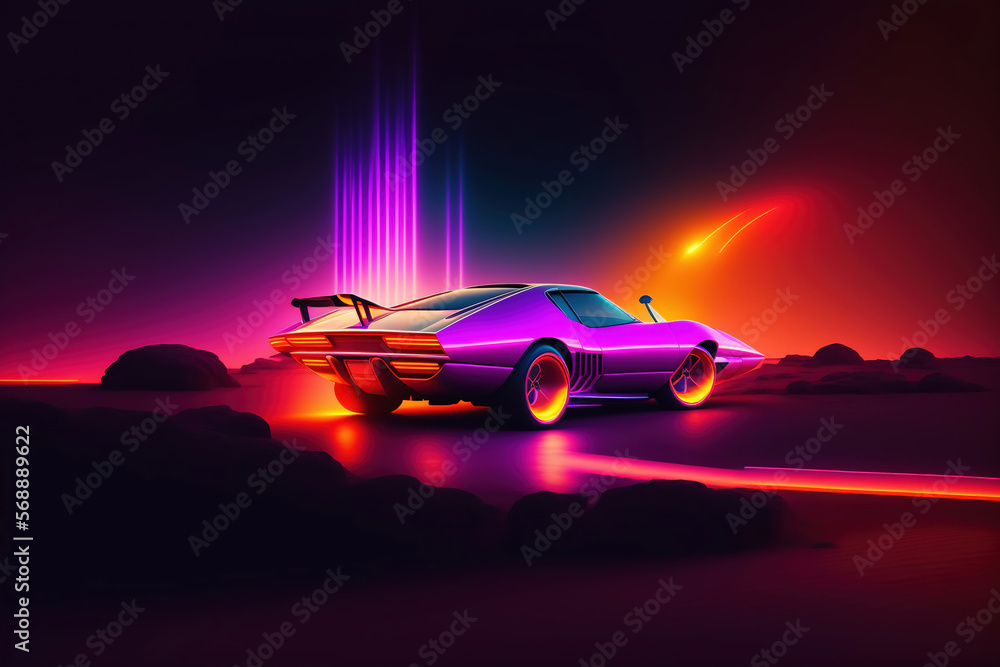 Neon Contours and Light Trails: Enjoy the Ride of a Futuristic Retro ...