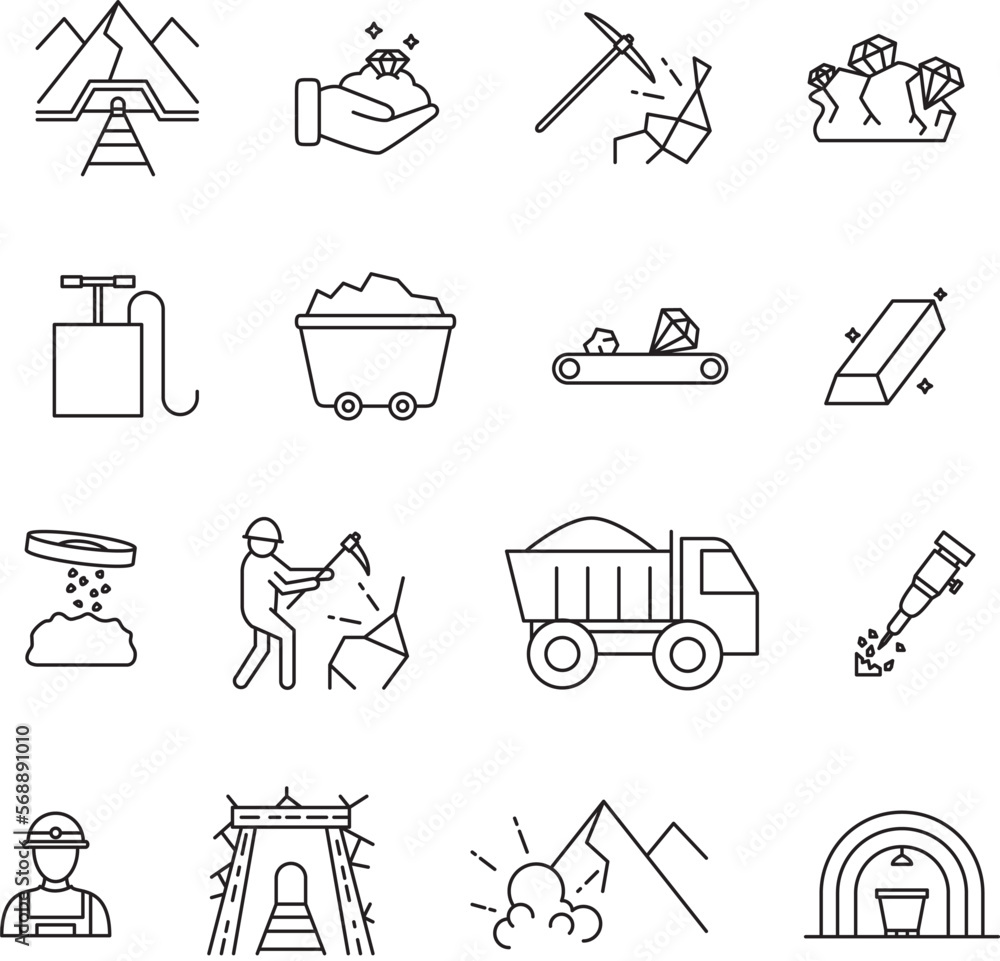 mining icons collection Stock Vector | Adobe Stock