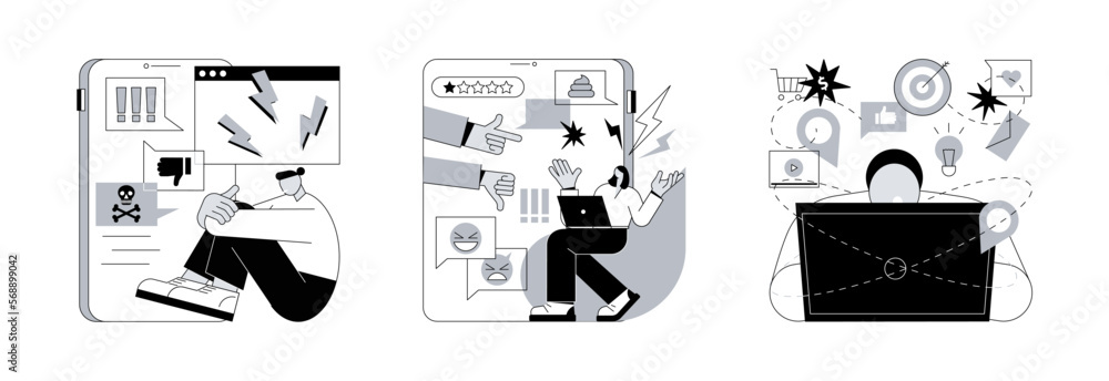 Social media behavior abstract concept vector illustration set ...