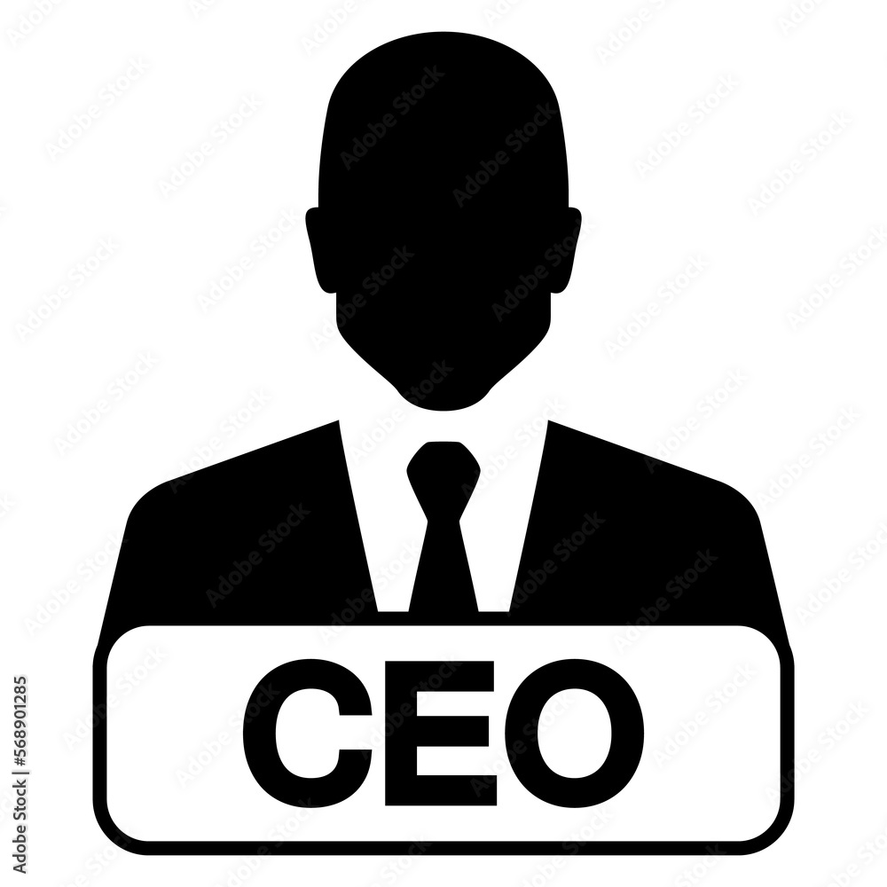 Icono director ejecutivo. Silueta aislada de hombre con traje y corbata ...