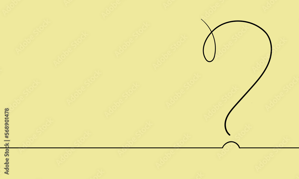 Question mark line art drawing on yellow background. Question mark ...