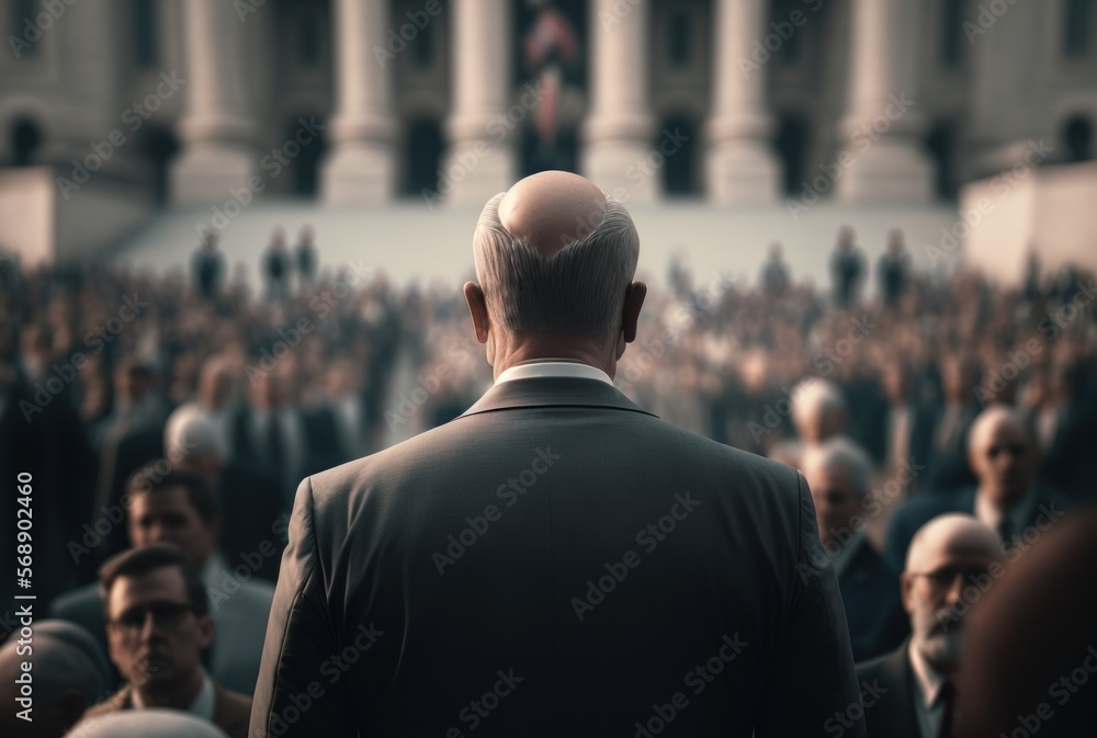 political speech crowd city around the world, generative by AI Stock ...