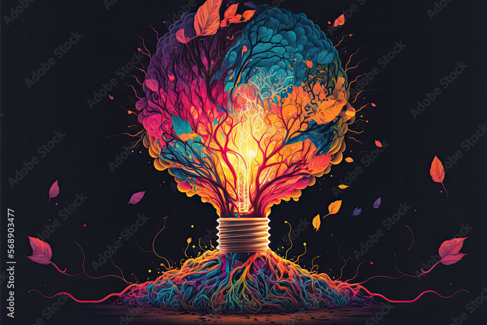 Idea generation Concept - Created with generative ai Stock Illustration ...