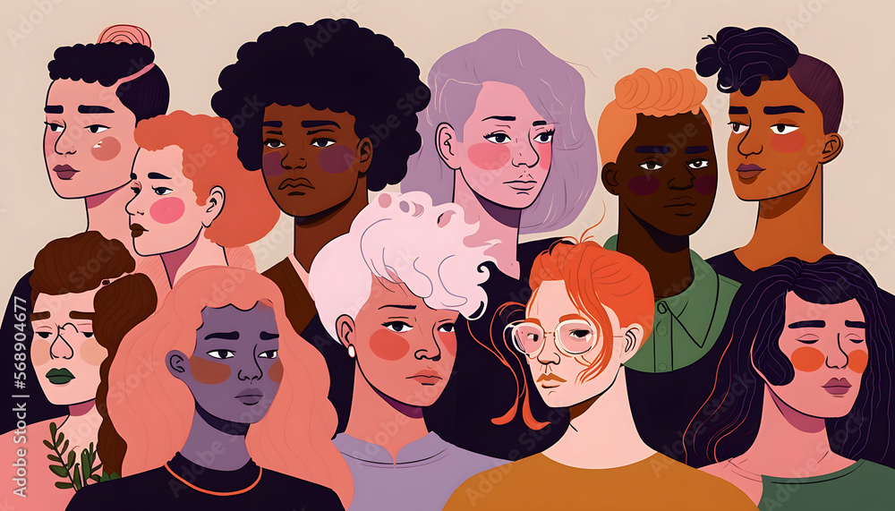 non binary people, concept respect, empathy Stock Illustration | Adobe ...
