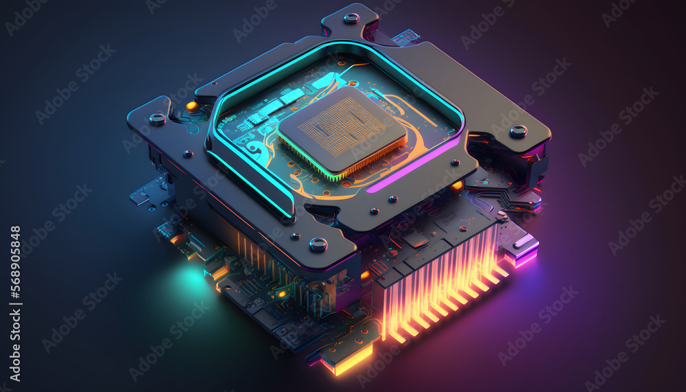 circuit, processor motherboard illustration, 3d render Stock ...