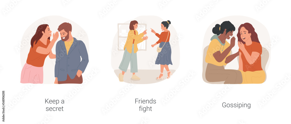 Friendship moments isolated cartoon vector illustration set. Keep a ...