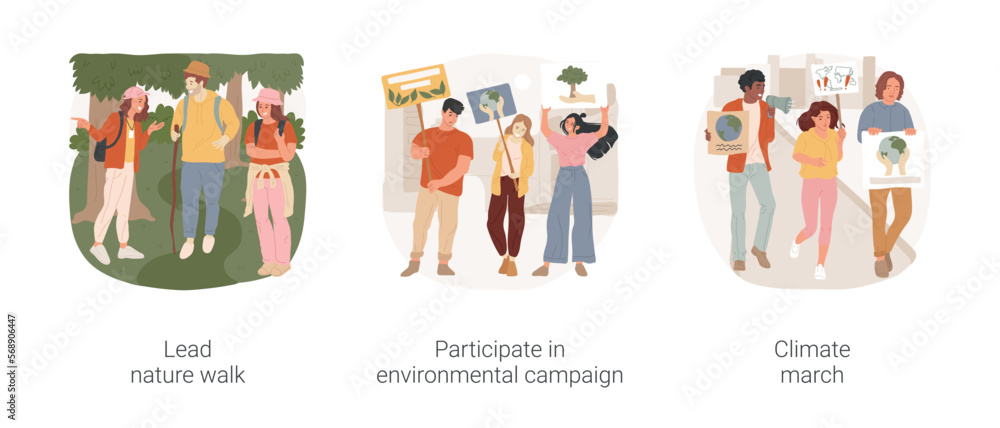 Vektorová grafika „Volunteering for climate justice isolated cartoon ...