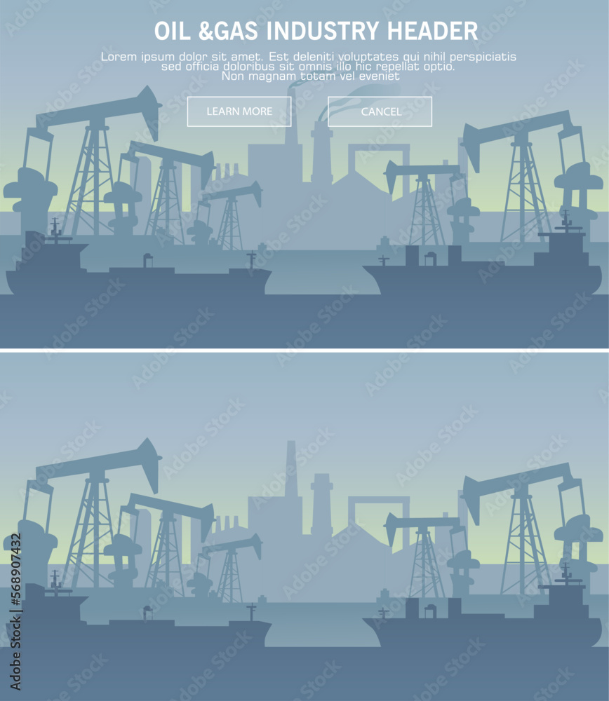 Vecteur Stock Gas oil industry platform website header and banner, Oil ...