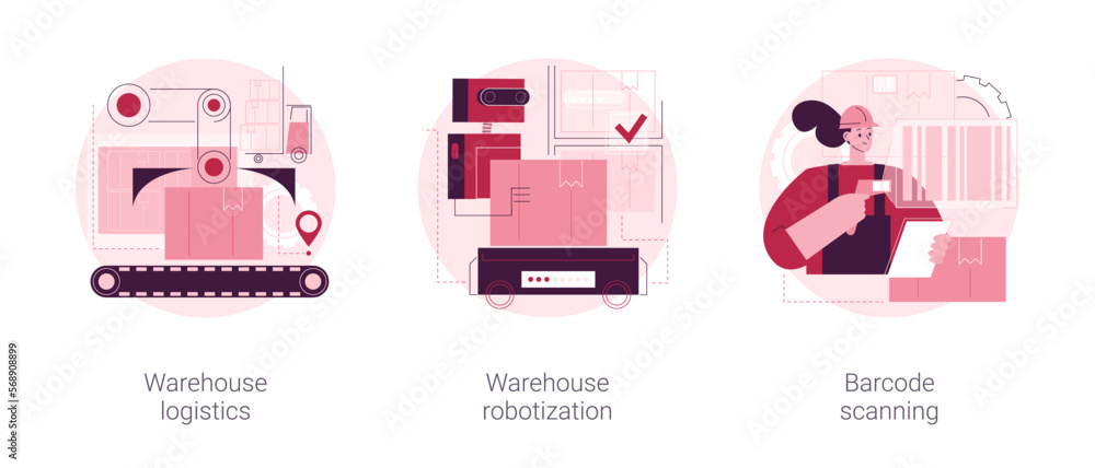 Storage automation abstract concept vector illustration set. Warehouse ...