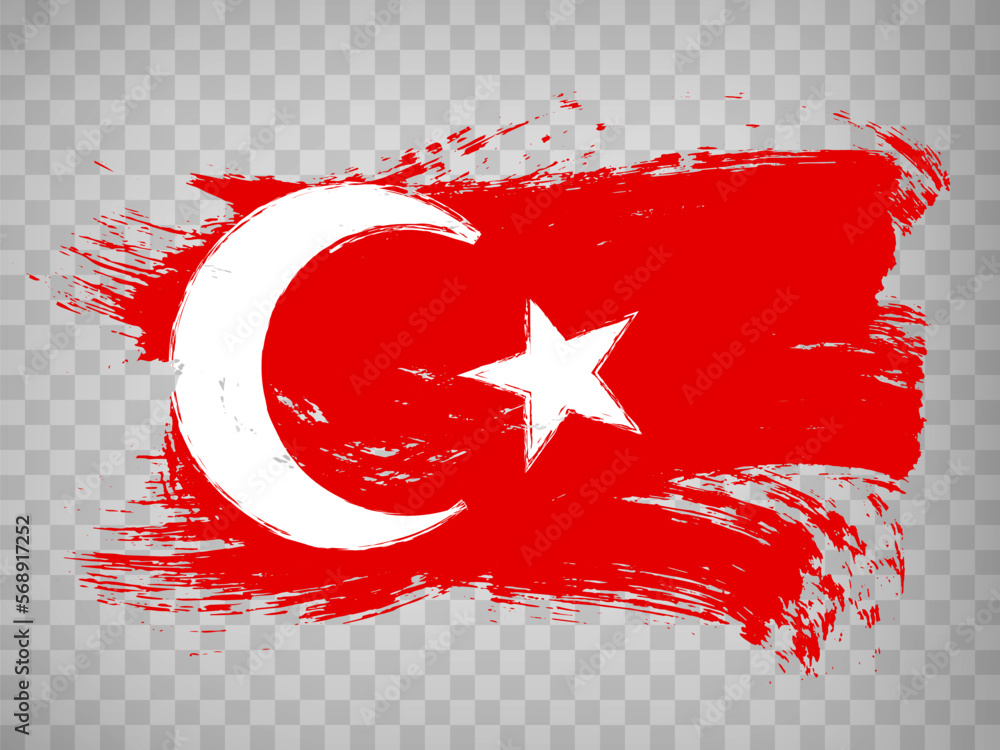 Flag of Turkey brush stroke background. Flag Republic of Turkiye on ...