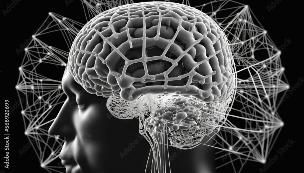 a computer image of a human head with a wire structure in the middle of ...