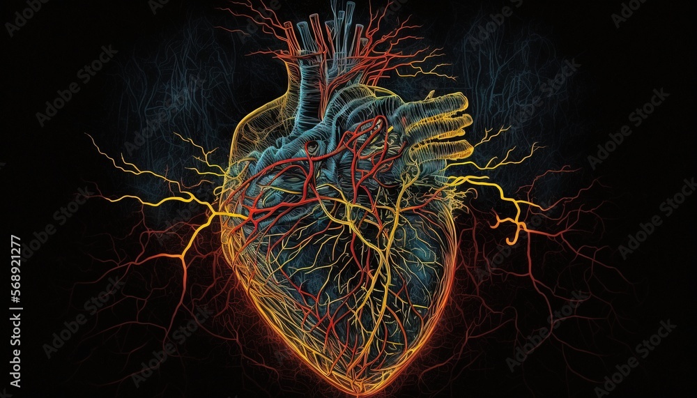 a computer generated image of a heart with many electrical cords in it ...