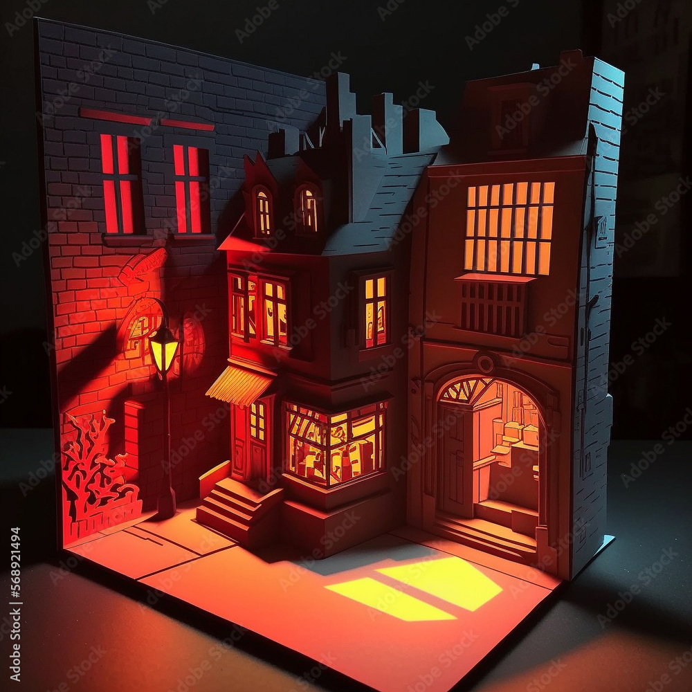 papercraft sculpture: Victorian London, street scene (generative ai ...
